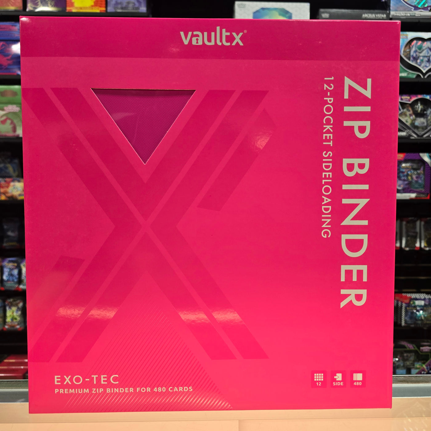 Vault X: 12-Pocket Zip Binder (Neon Pink) — Smoke and Mirrors Hobby