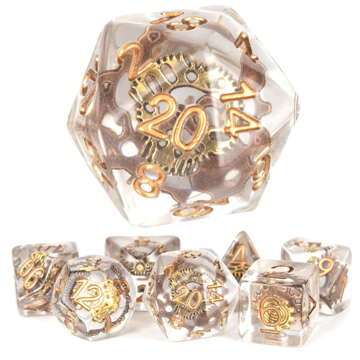 Resin Poly Dice Set - 7PC (Gears) — Smoke and Mirrors Hobby