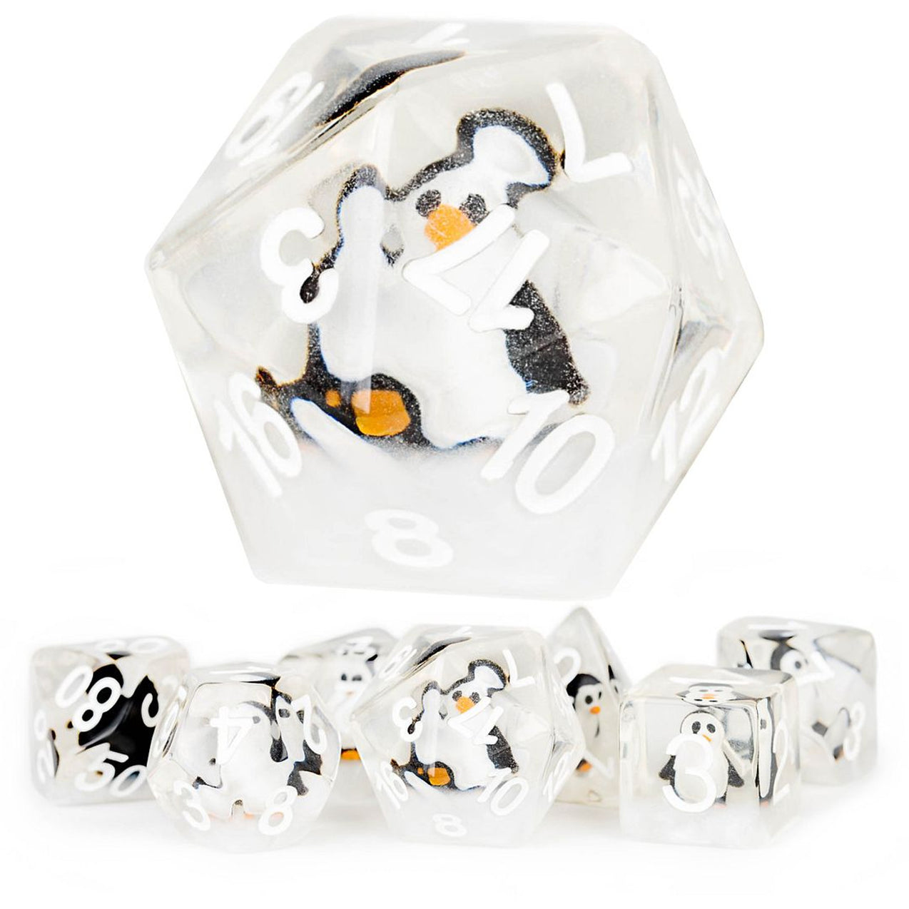 Resin Poly Dice Set - 7PC (Penguin) — Smoke and Mirrors Hobby