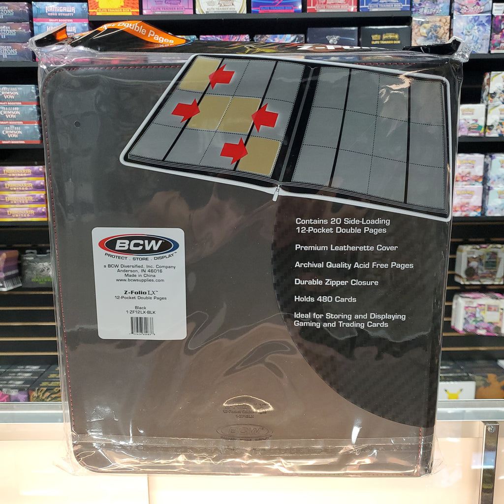 BCW: 12 Pocket Z-Folio LX Zipper Binder (Black)