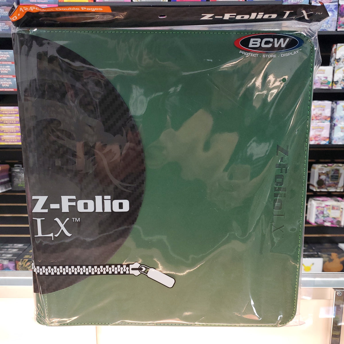 BCW: 12 Pocket Z-Folio LX Zipper Binder (Green) — Smoke and Mirrors Hobby