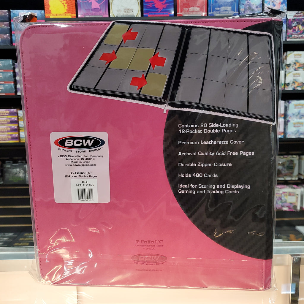BCW: 12 Pocket Z-Folio LX Zipper Binder (Pink)