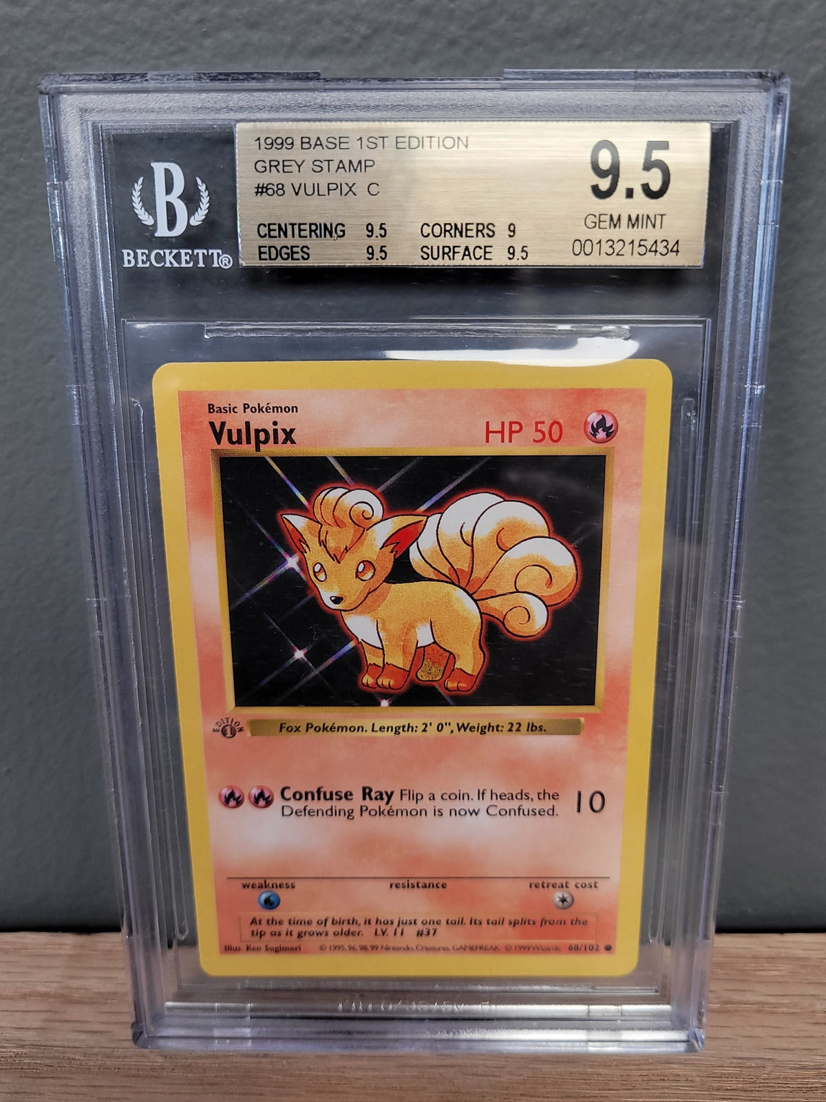 Vulpix - Base Set Shadowless 1st Edition Grey Stamp: BGS 9.5 — Smoke ...